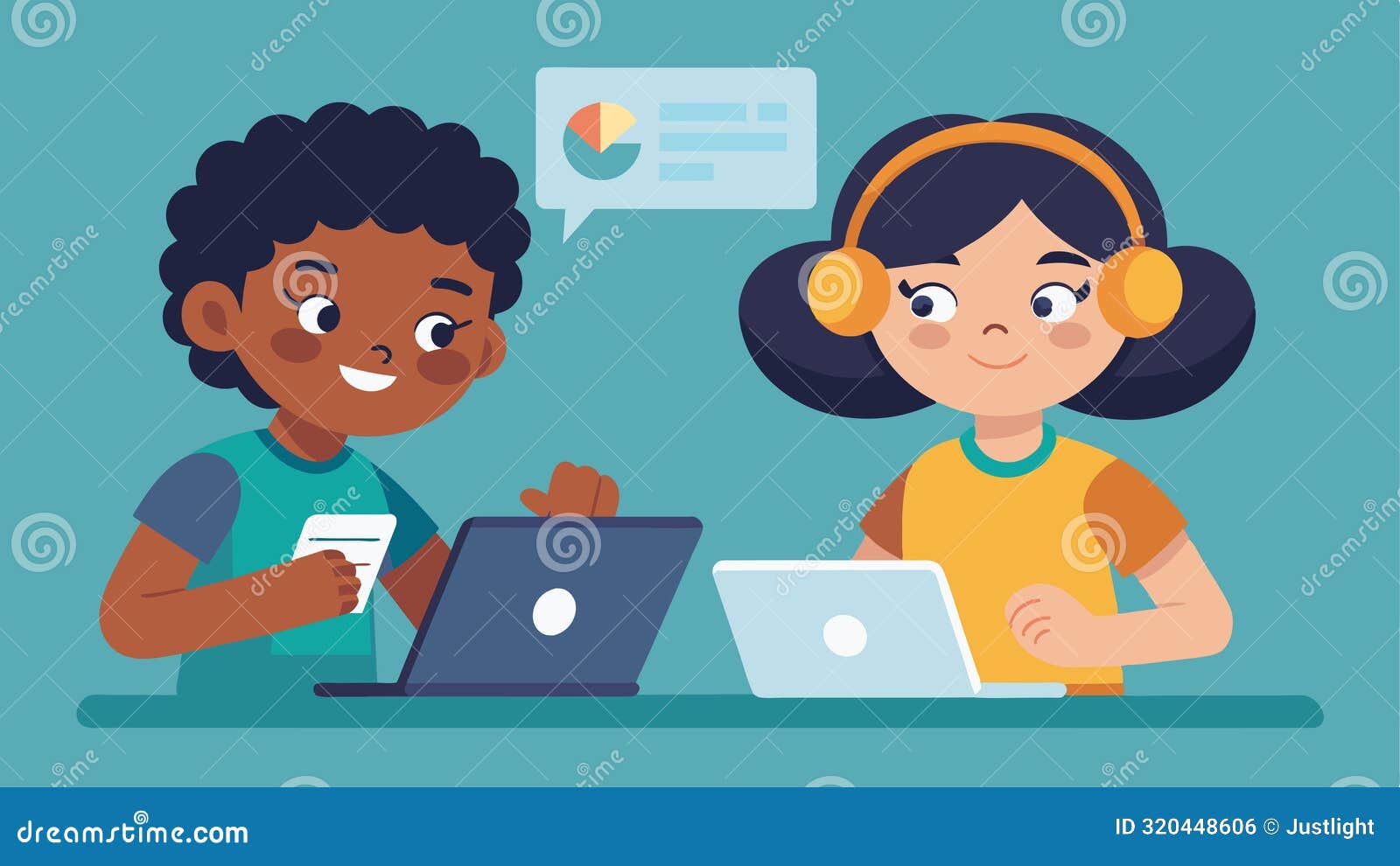 Two Kids Competing in a Coding Challenge on Their Tablets Their Eyes ...