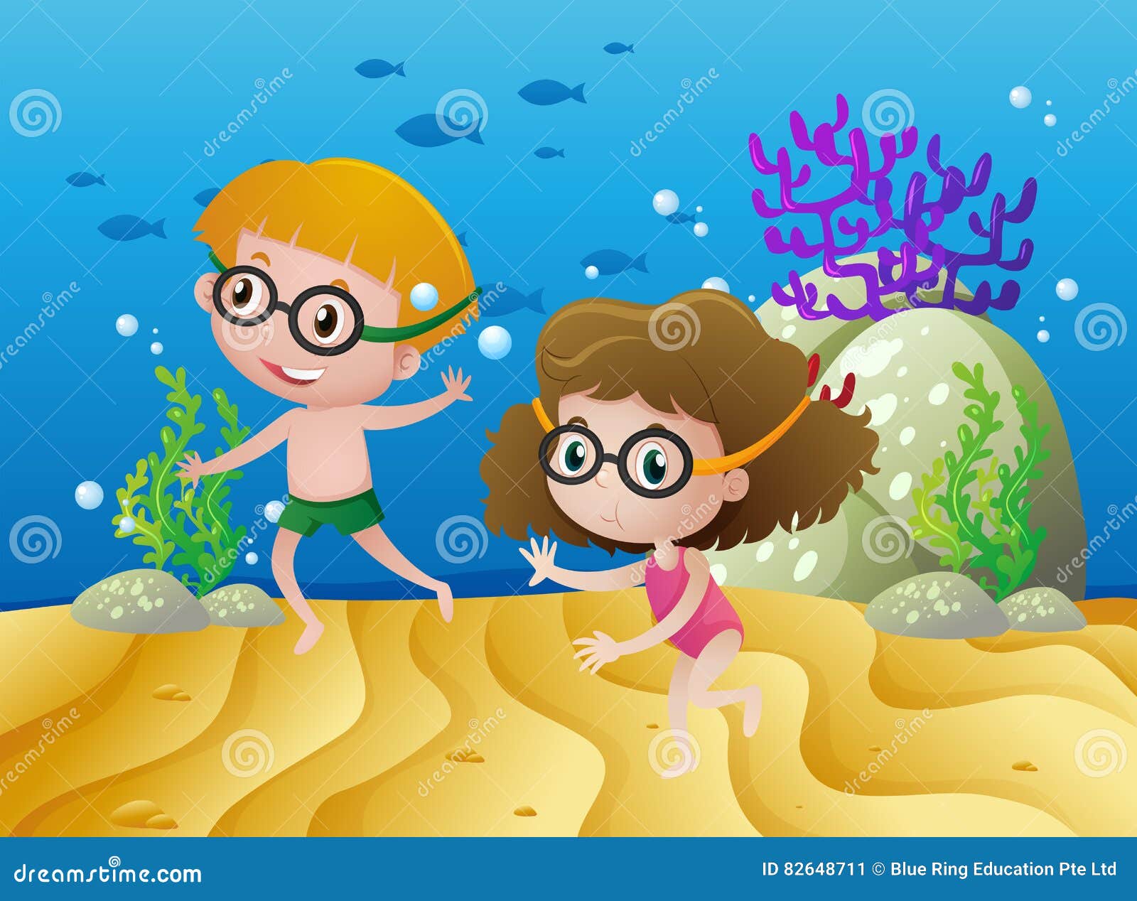 Two Kids Diving Under the Sea Stock Illustration - Illustration of ... Two Kids Diving Under the Sea Stock Illustration - Illustration of ...