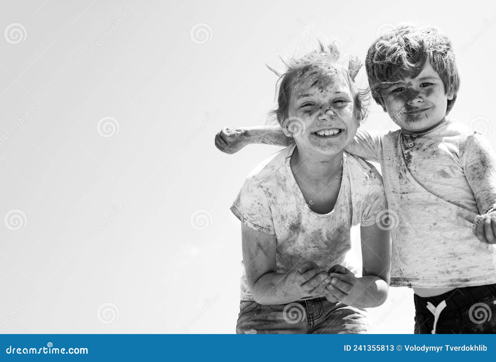 Two Kids with Face Smeared with Colors Stock Image - Image of teenager ...