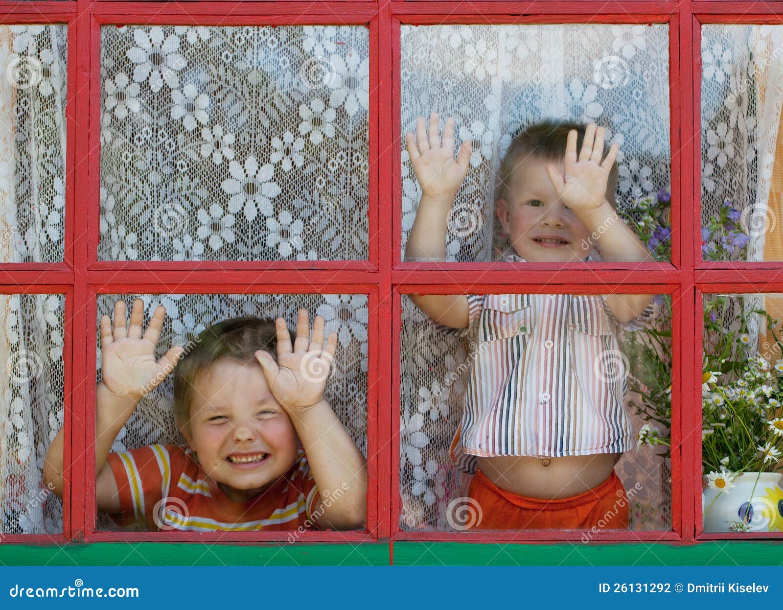 Two Kids Fool Around and Show the Faces Stock Photo - Image of curious ...