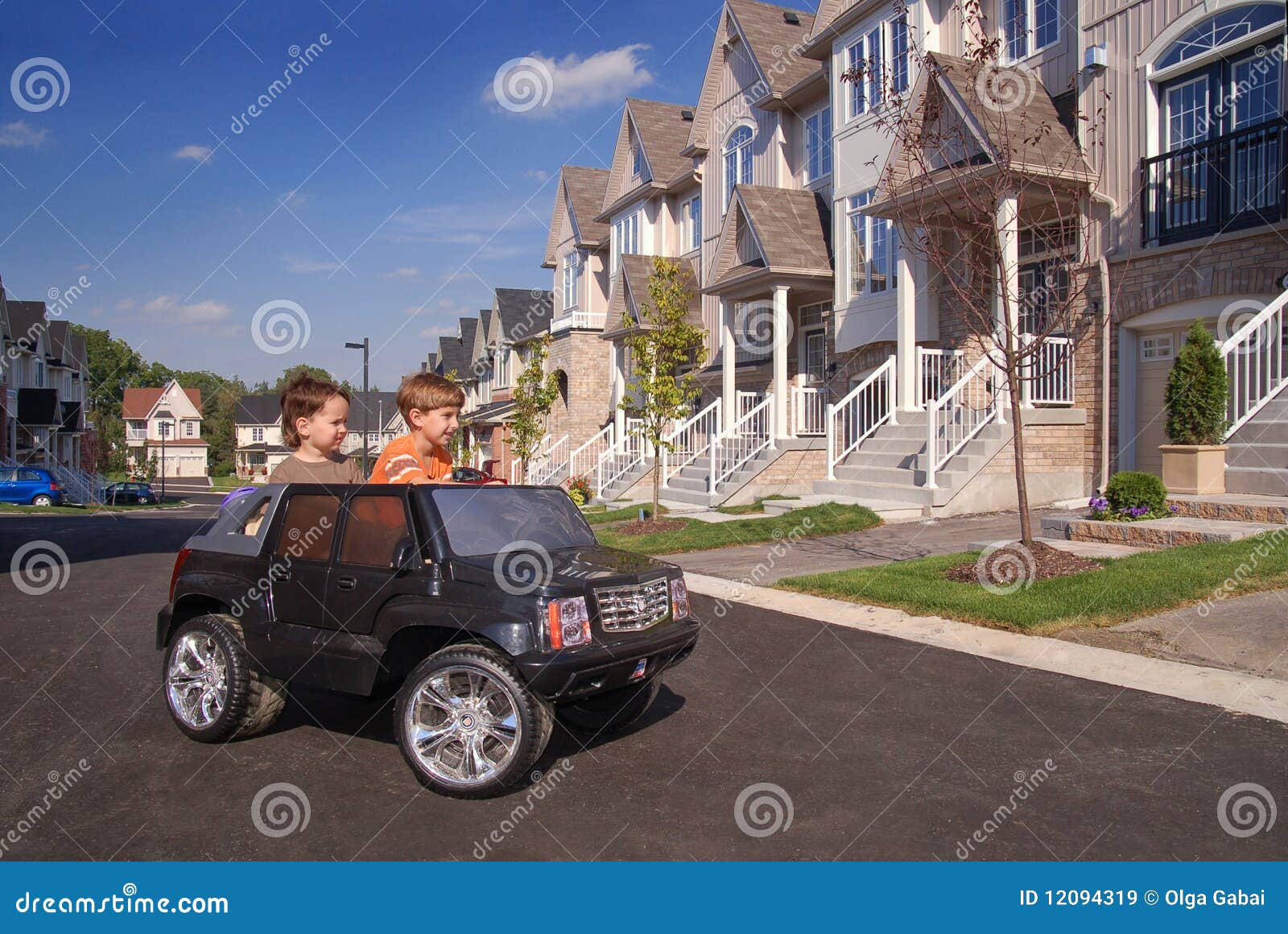 Two Kids Having Fun in the Toy Car Stock Image - Image of little ...