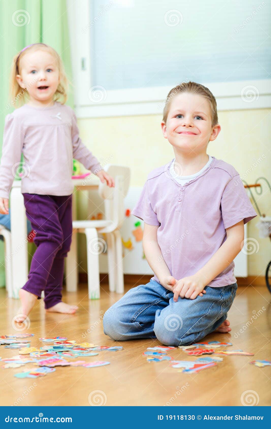 Two kids at home stock photo. Image of sister, adorable - 19118130