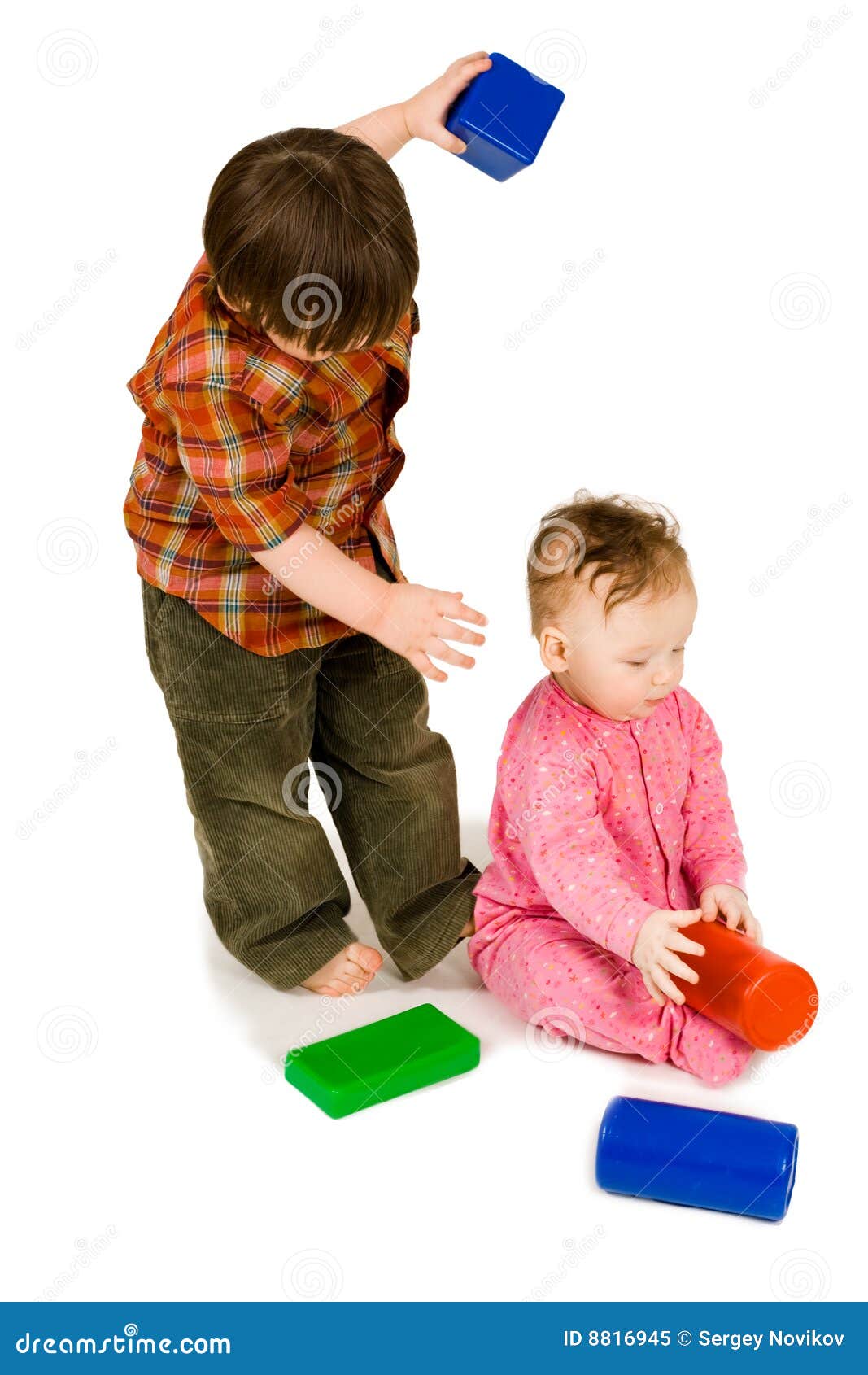 Two Kids Playing Colorfull Blocks Stock Image - Image of cute, little ...