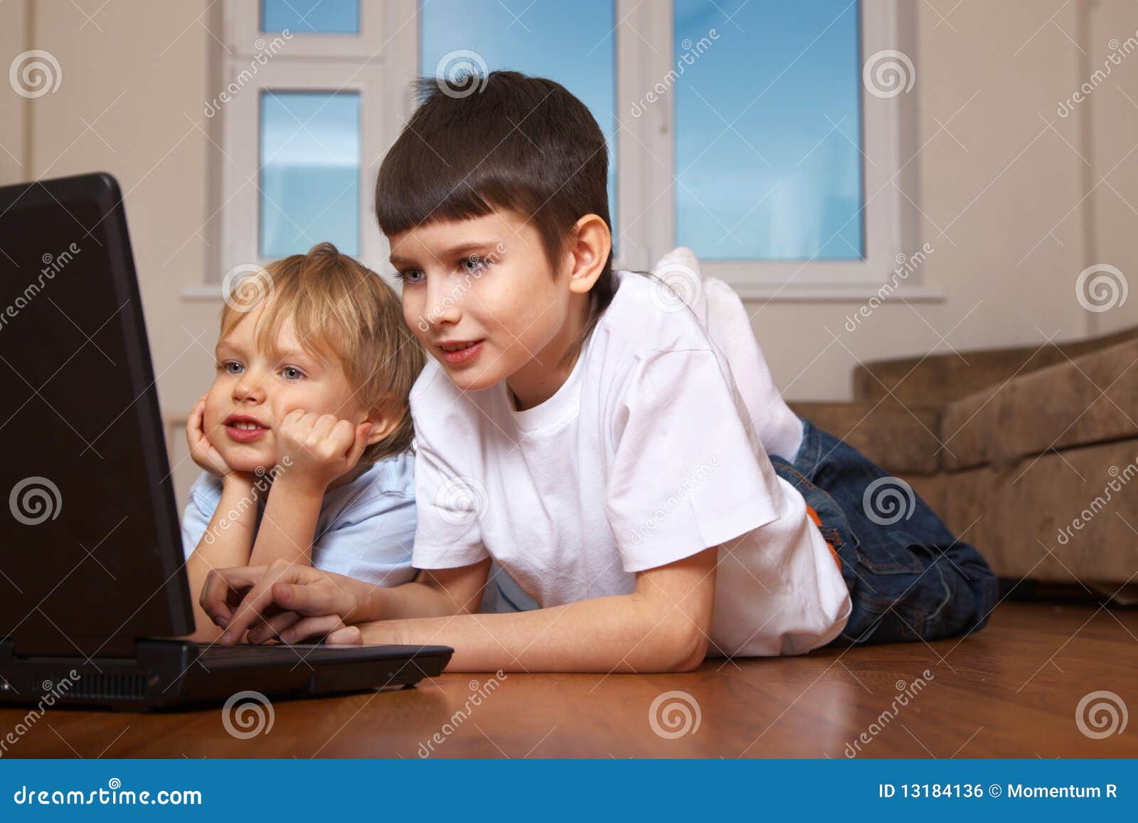Two Kids Playing Computer Game Stock Photo - Image of concentration ...