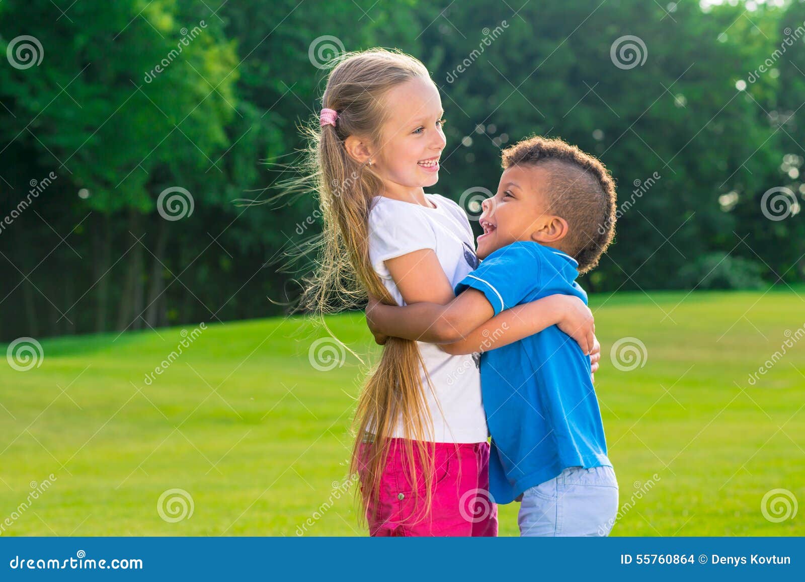Two kids are playing. stock photo. Image of people, nature - 55760864