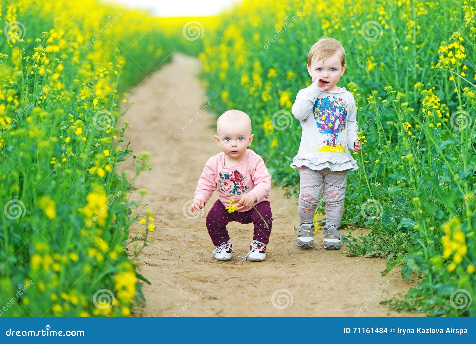 Two Kids Stand on a Footpath. Stock Photo - Image of girl, brother ...