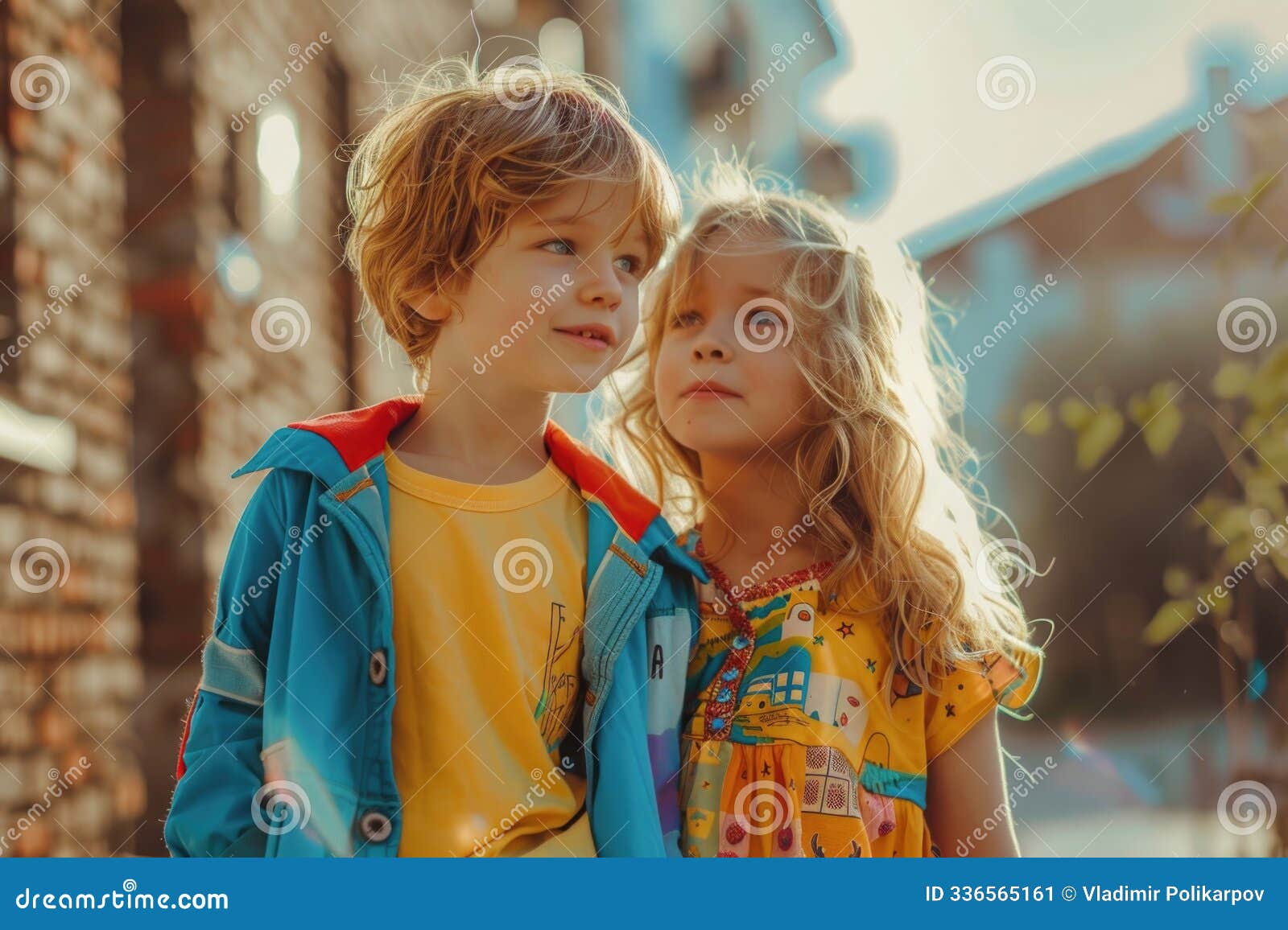 Two Kids Standing Side by Side, Smiling and Happy Stock Image - Image ...