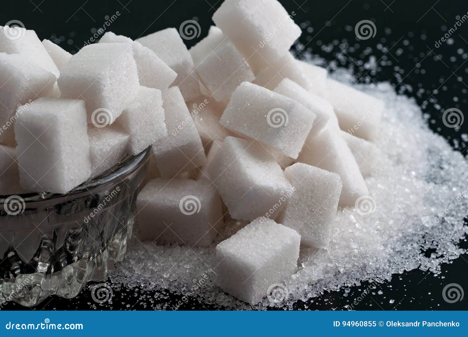 Two Kind of Sugar on Black Surface Stock Image - Image of coffee ...