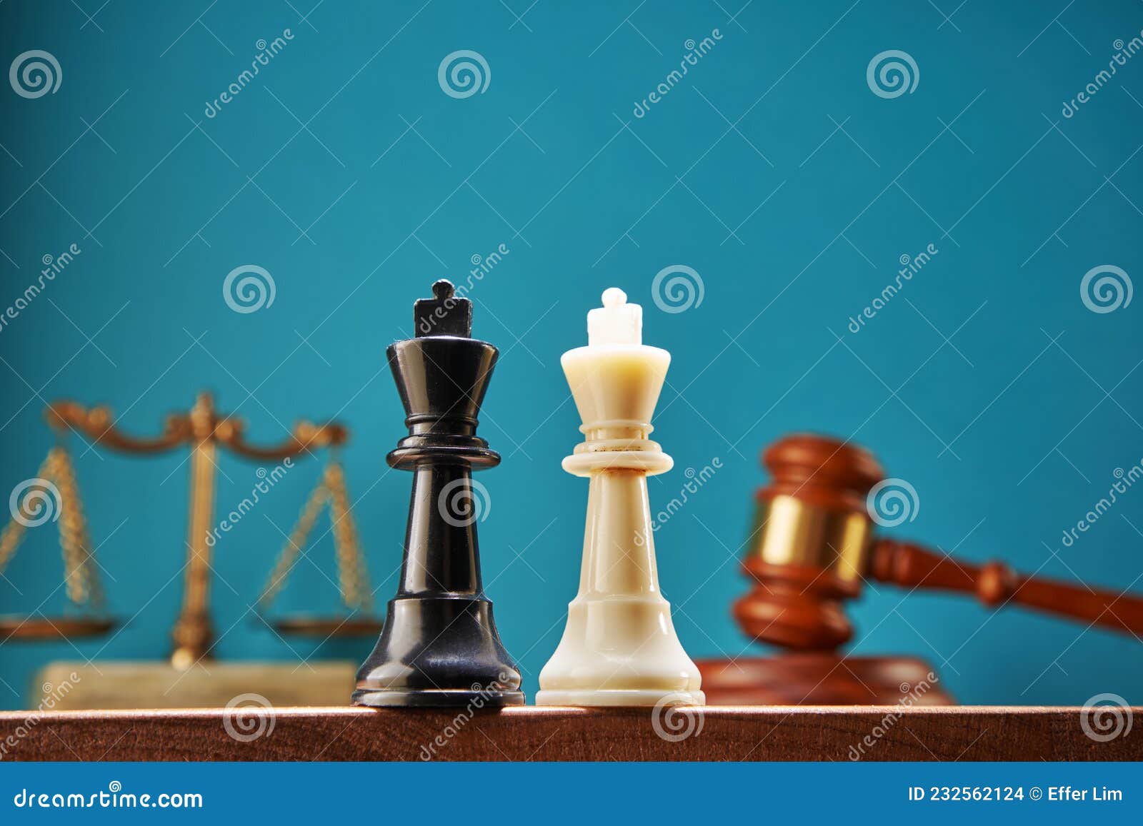 Two Kings Chess Piece ,lgavel Hammer and Libra Scale Stock Photo ...