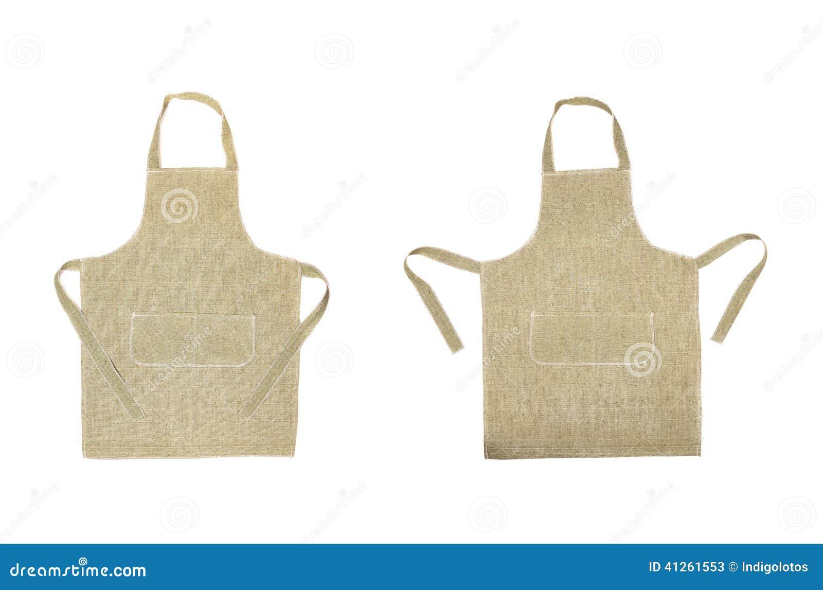 Two Kitchen Gray Aprons. Front View Stock Image - Image of kitchen ...