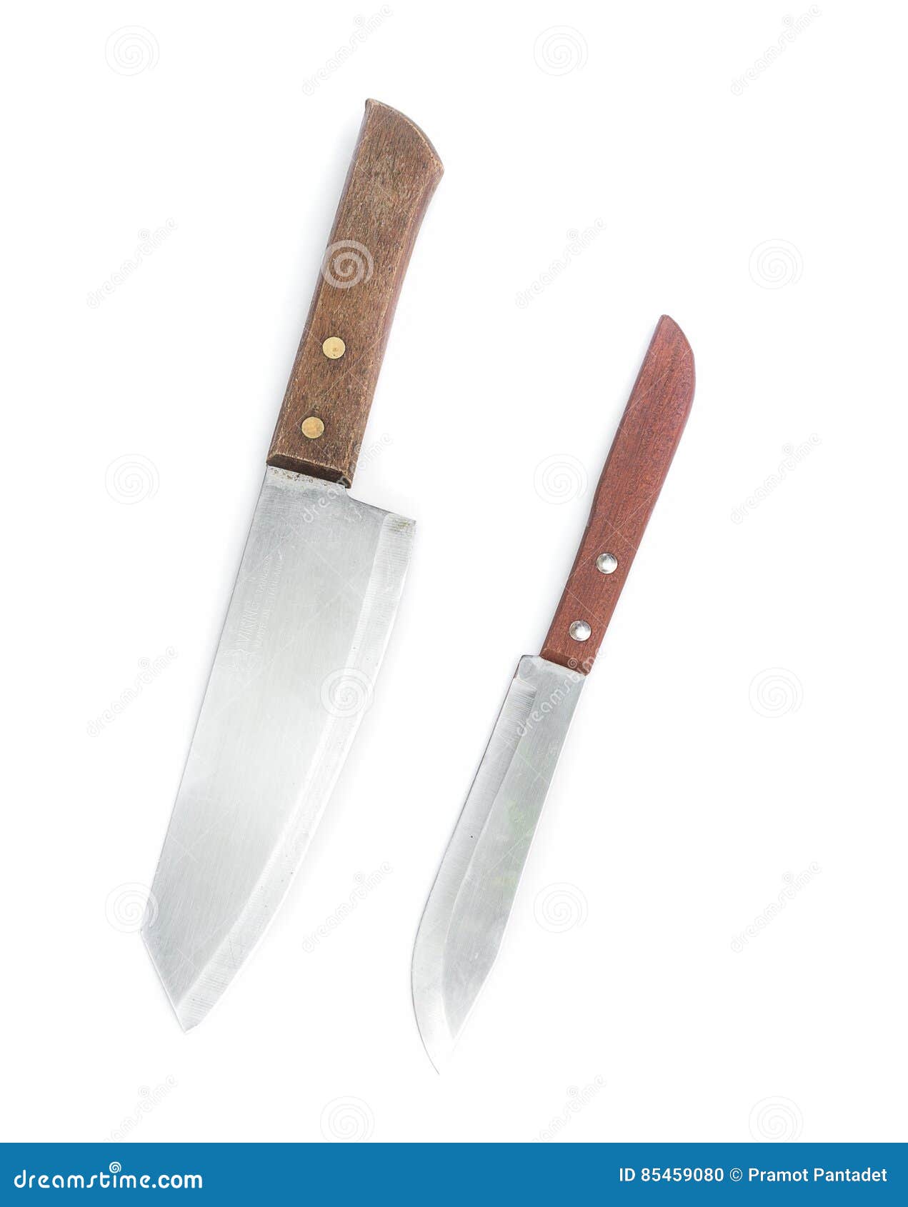 Two Kitchen Knife with Wooden Handle Stock Photo - Image of hardwood ...