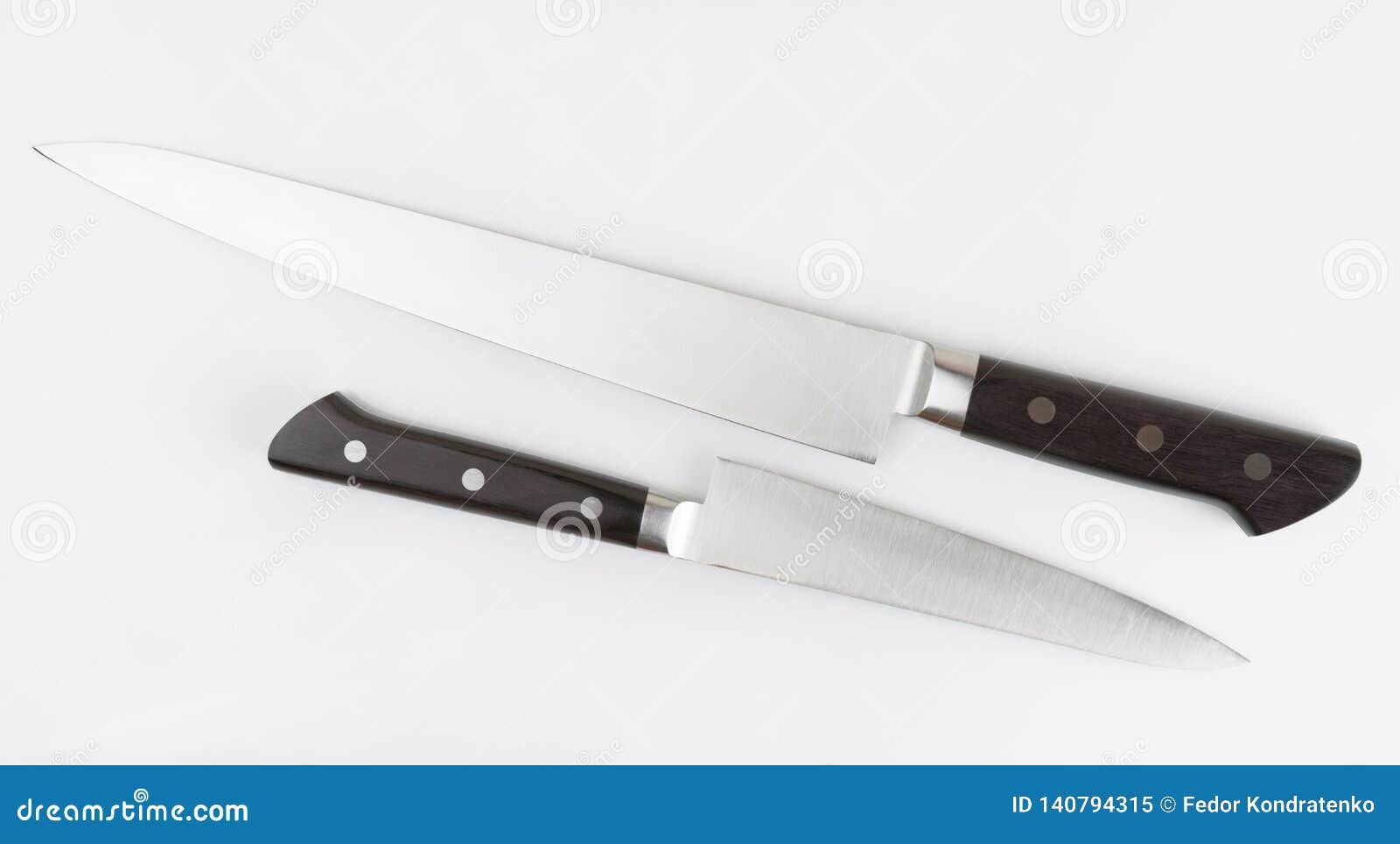 Two Kitchen Knives on Light Gray Background Stock Image - Image of ...