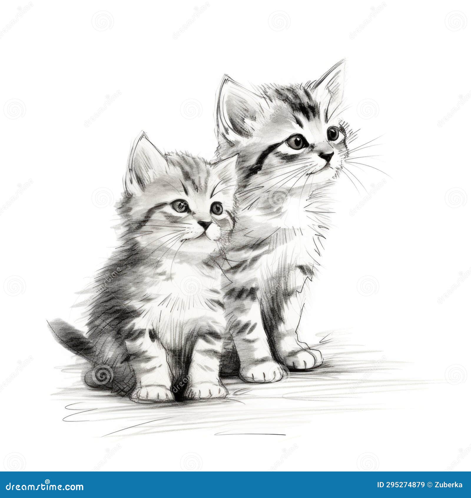 Two Kitens Isolated Graphic Stock Illustration - Illustration of small ...