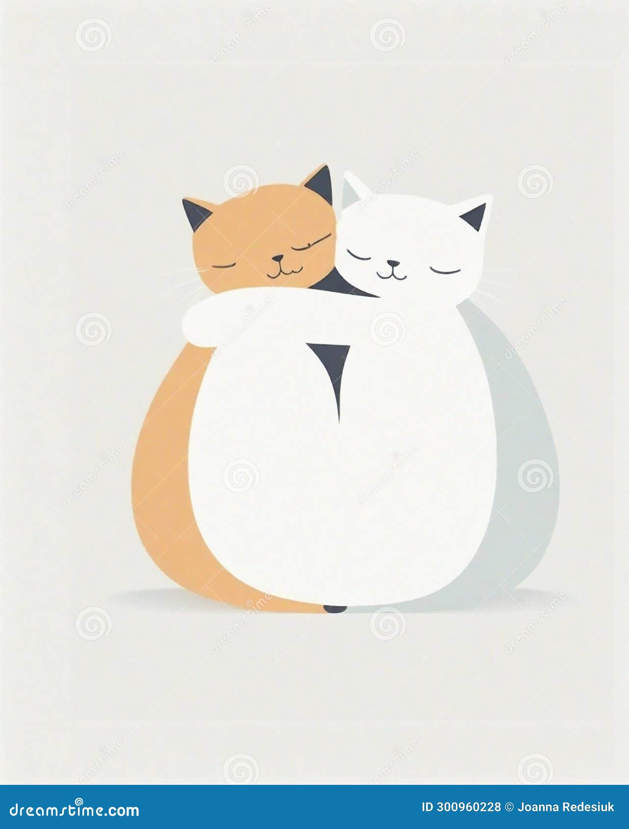 Two Kittens in Love Hugging Each Other Stock Illustration ...