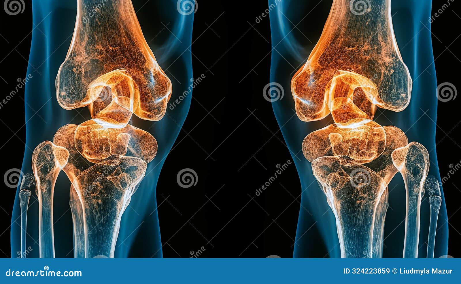 Two Knee Joints are Shown in a Black and Blue Color Scheme Stock Image ...