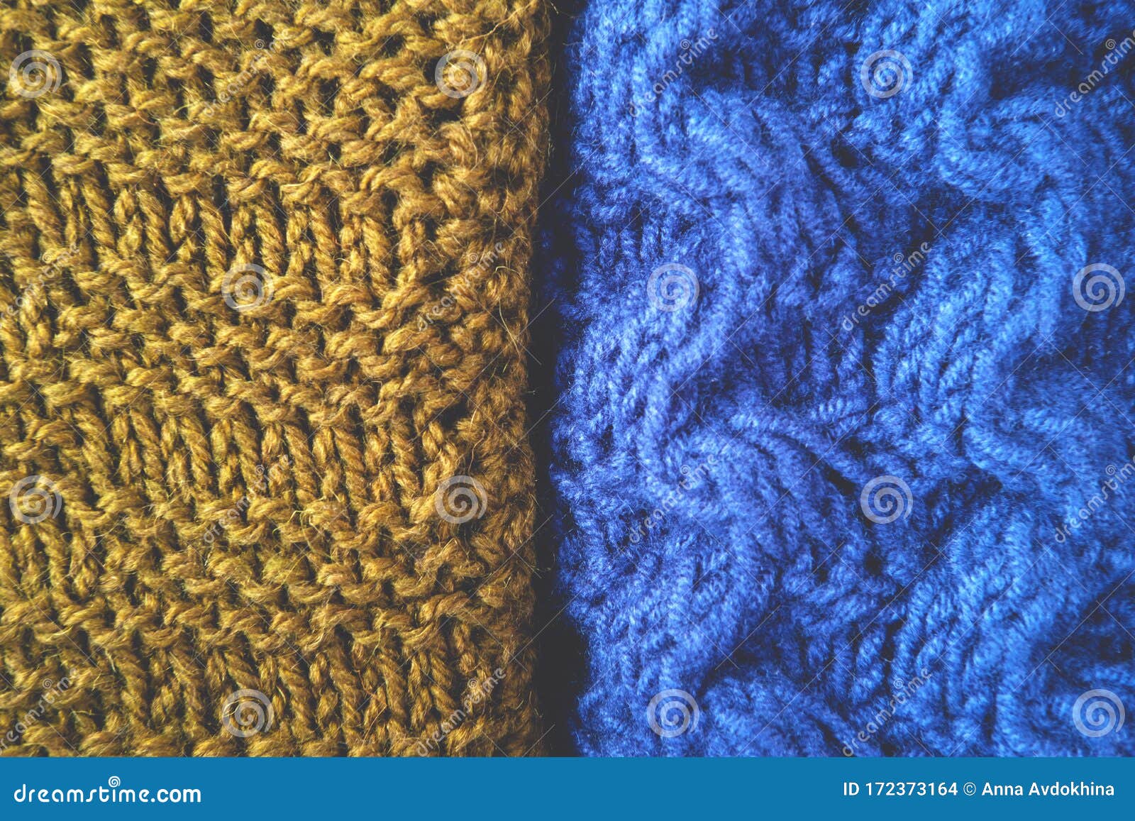 Two Knitted Backgrounds in Green and Blue Colors. Stock Photo - Image ...