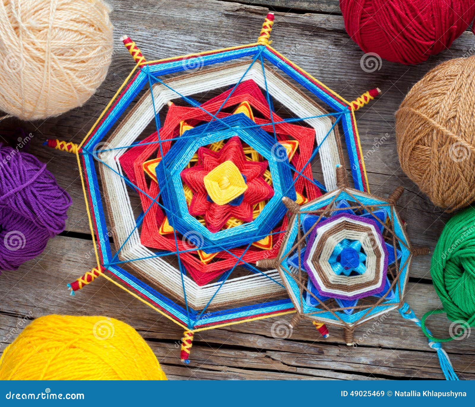 Two Knitted Tibetan Mandala from Threads and Yarn Stock Image - Image ...