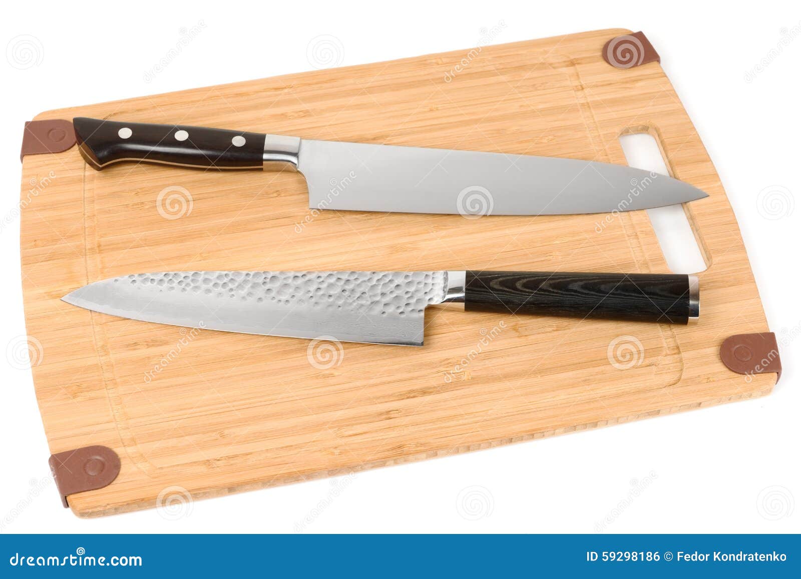 Two Knives on a Cutting Board Stock Photo - Image of cutting, edge ...