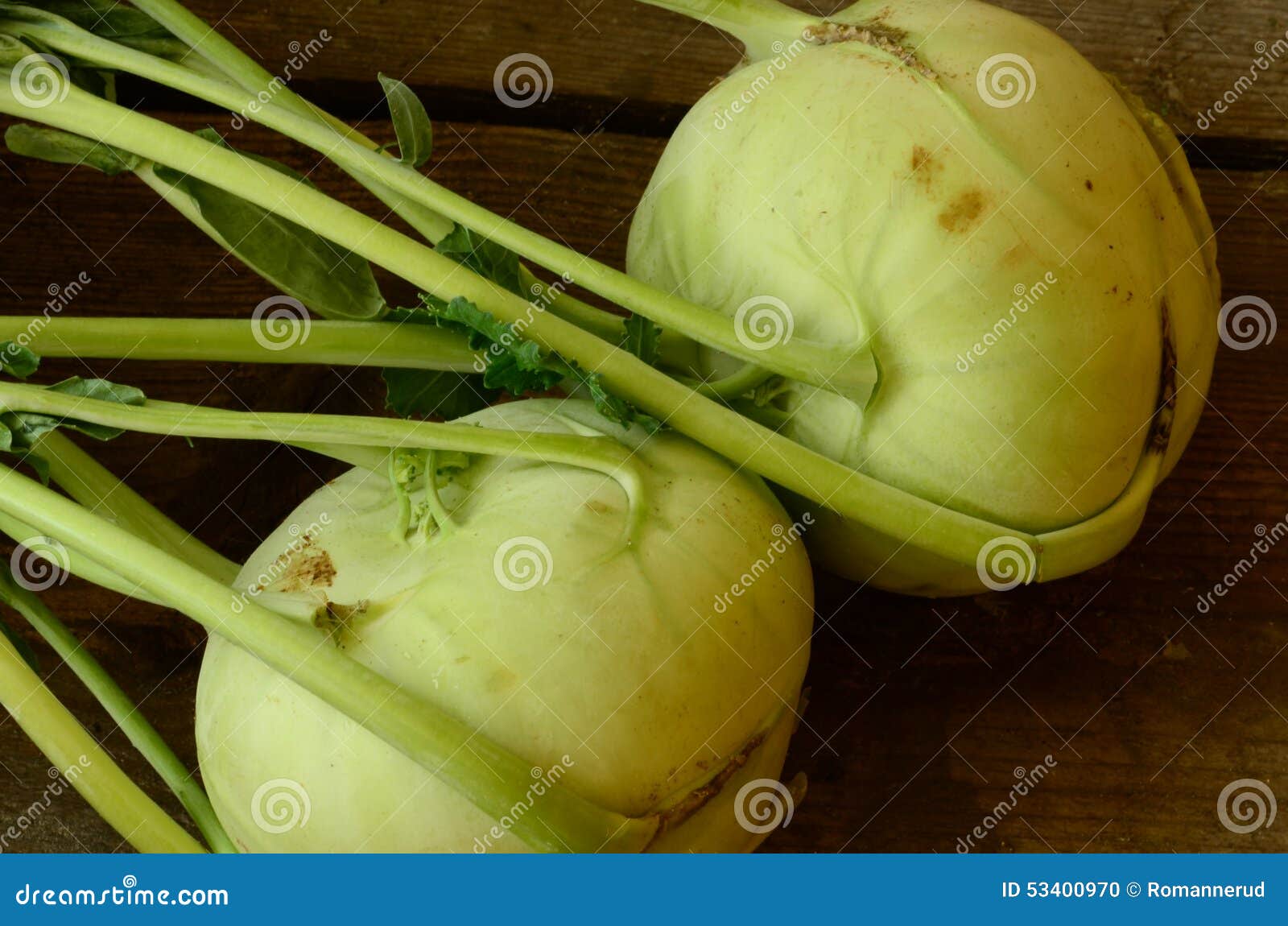 Two Kohlrabies on Wooden Background Stock Photo - Image of carrot ...