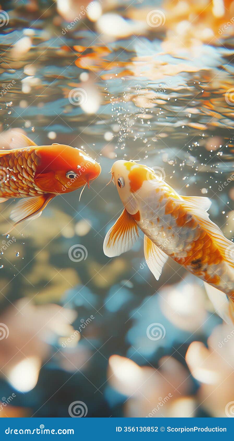 Two Koi Fish in Sparkling Water Facing Each Other Stock Photo - Image ...
