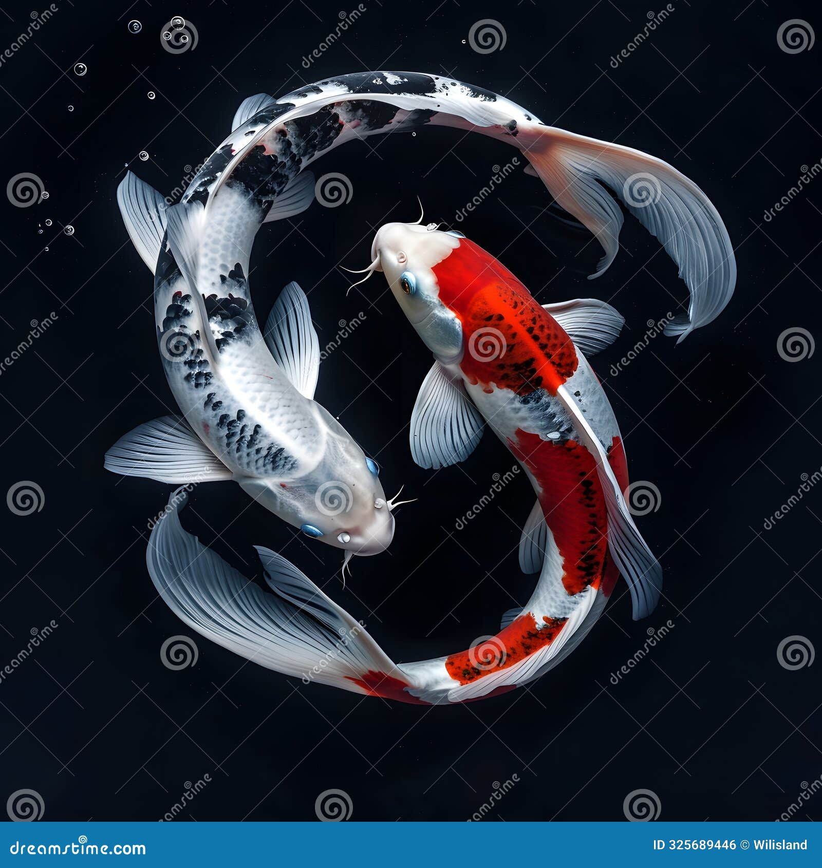 Two Koi Fish Swimming in a Circle. Stock Illustration - Illustration of ...