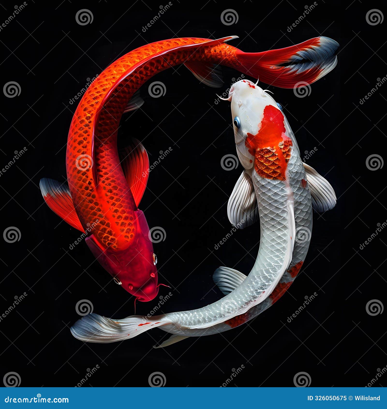 Two Koi Fish Swimming in a Circular Motion Stock Illustration ...