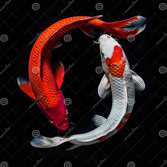 Two Koi Fish Swimming in a Circular Motion Stock Illustration ...