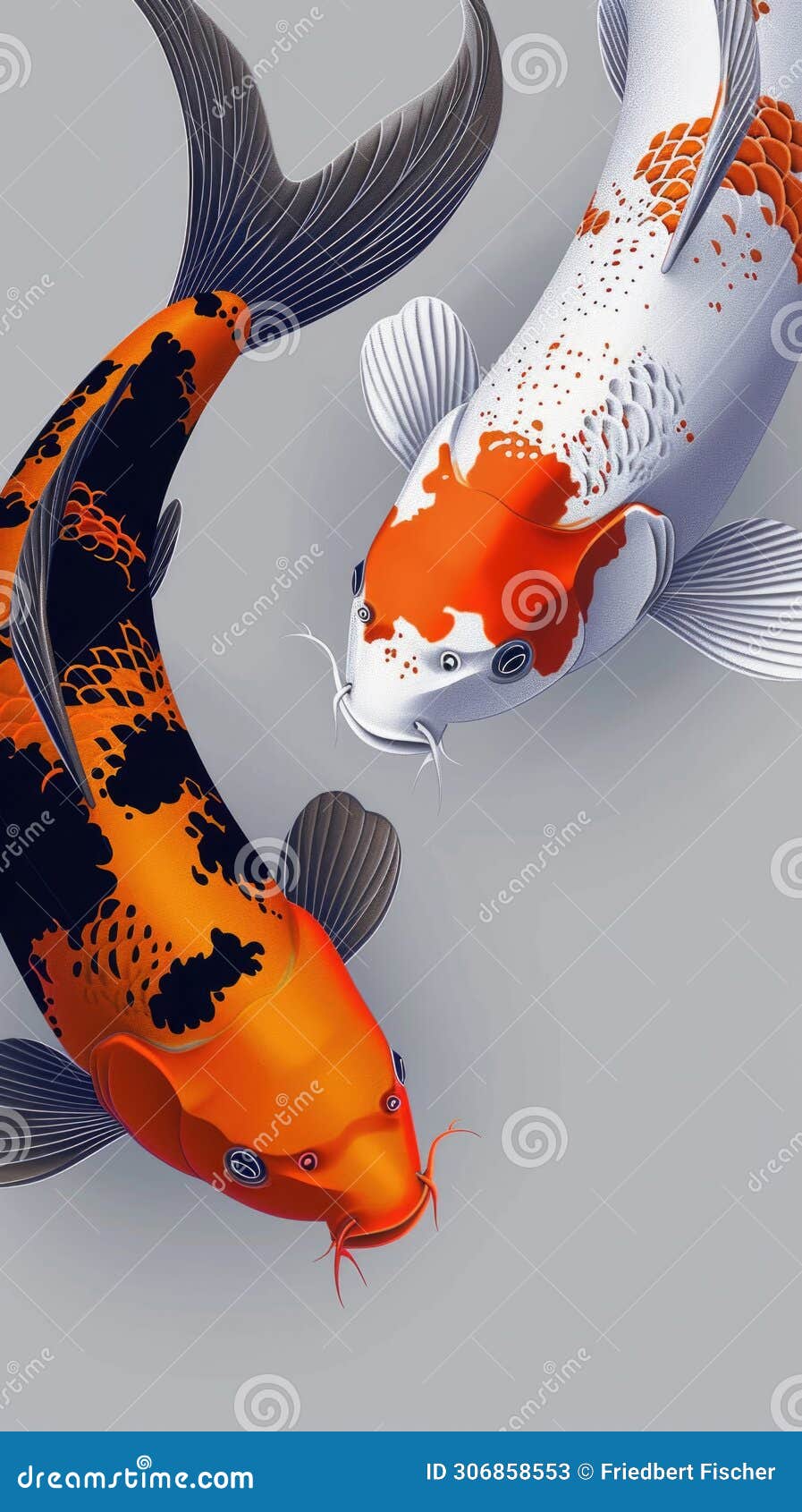 Two Koi Fish Swimming Next To Each Other Stock Illustration ...