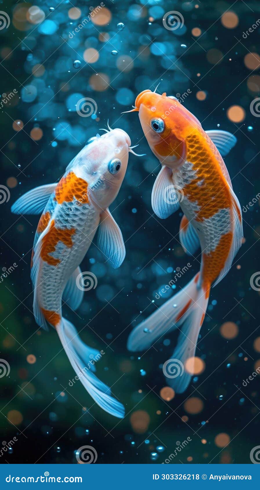Two Koi Fish Swimming in a Pond of Water Stock Illustration ...