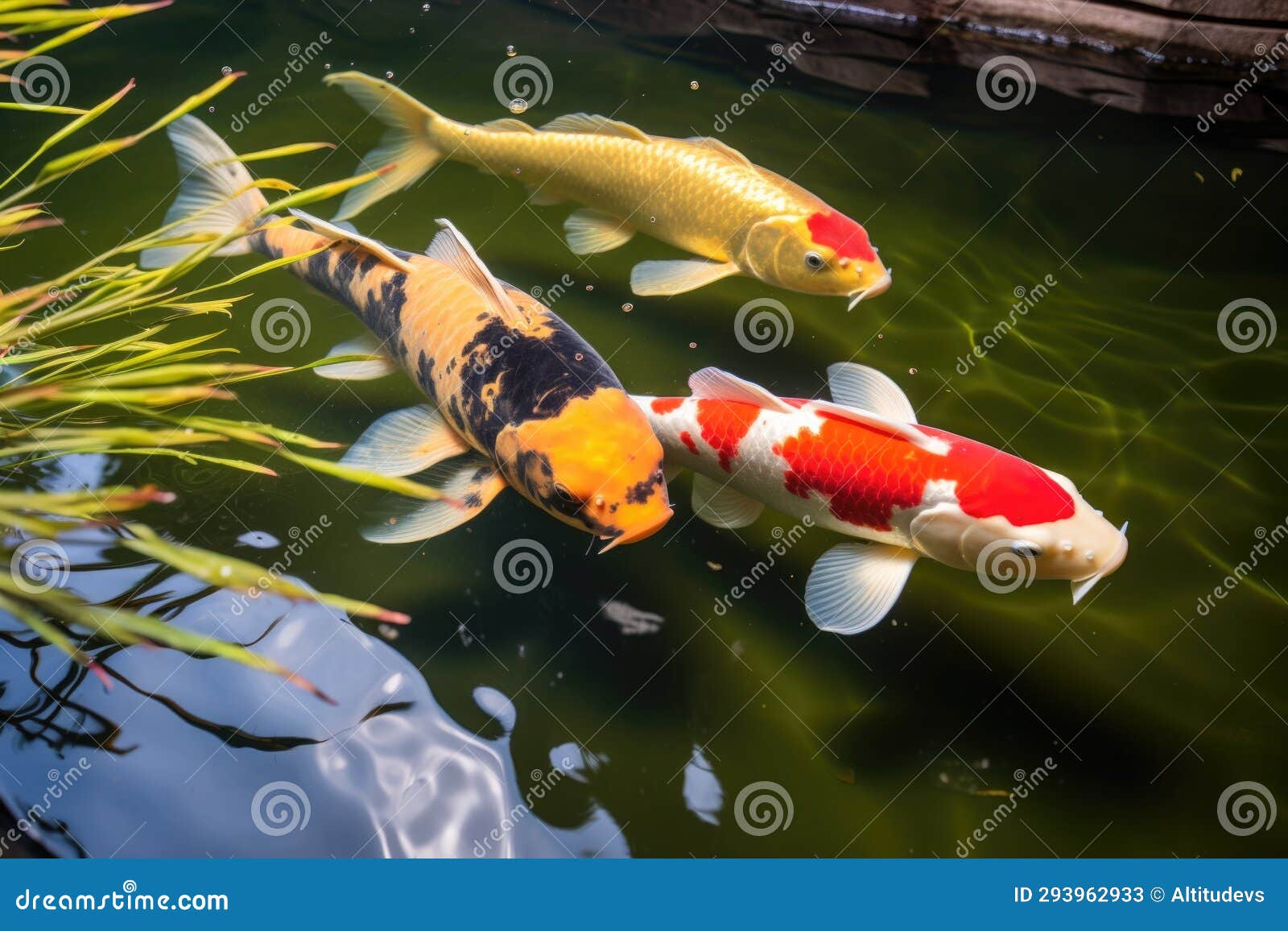 Two Koi Fish Swimming in a Shared Pond Stock Image - Image of nature, water: 293962933