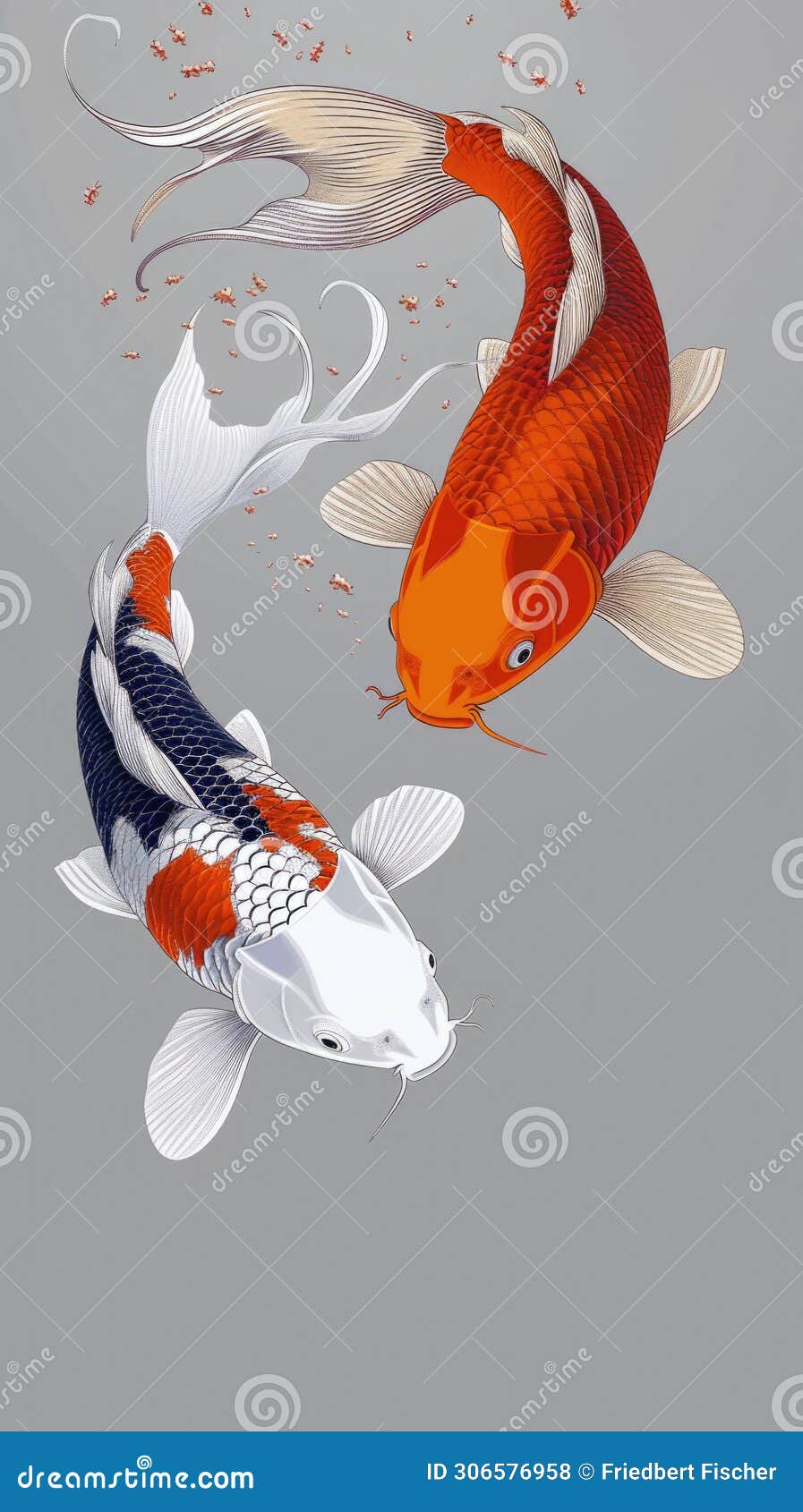 Two Koi Fish are Swimming in the Water Stock Illustration ...