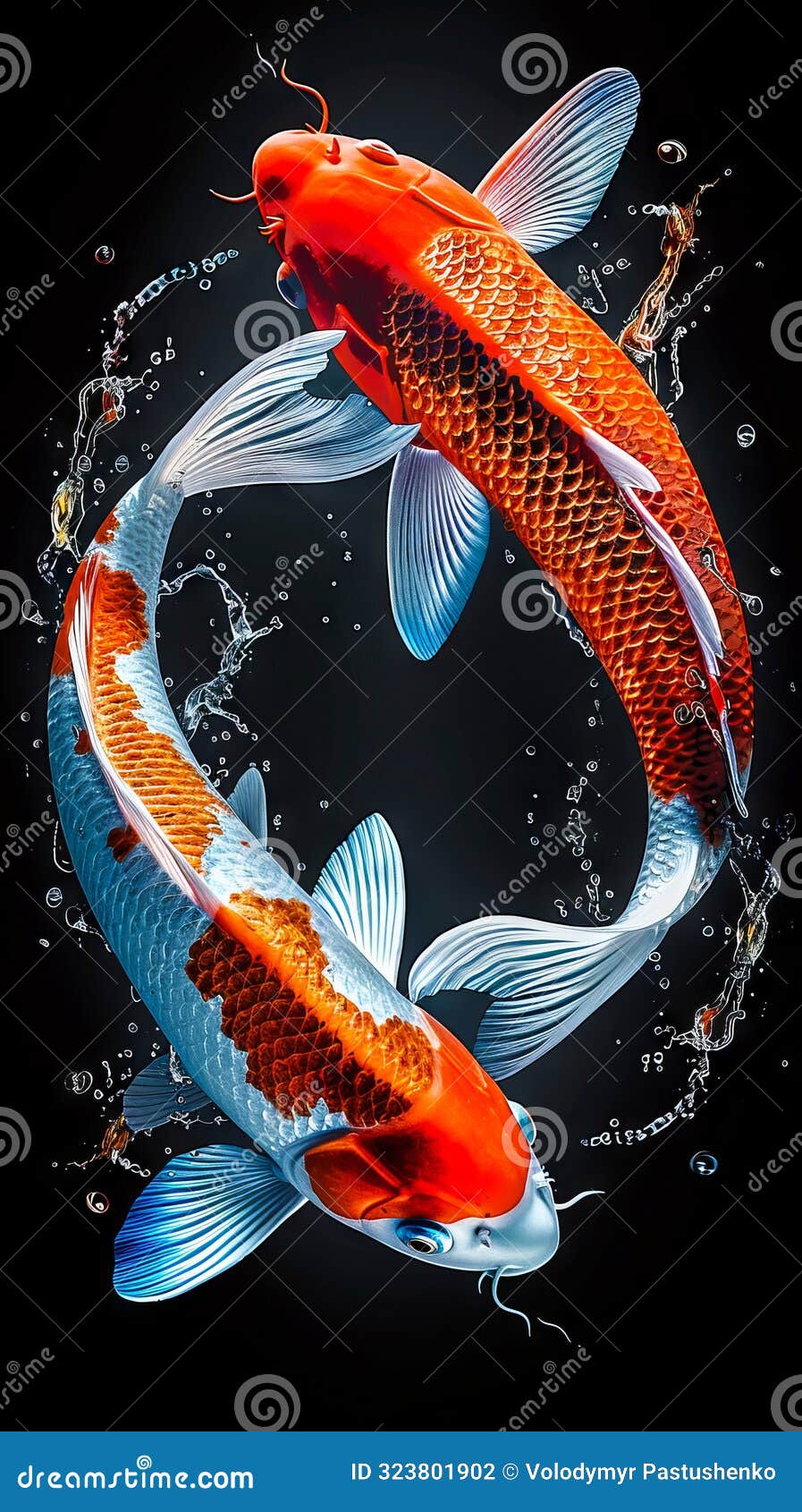 Two Koi Fish are Swimming in the Water Stock Photo - Image of marine ...