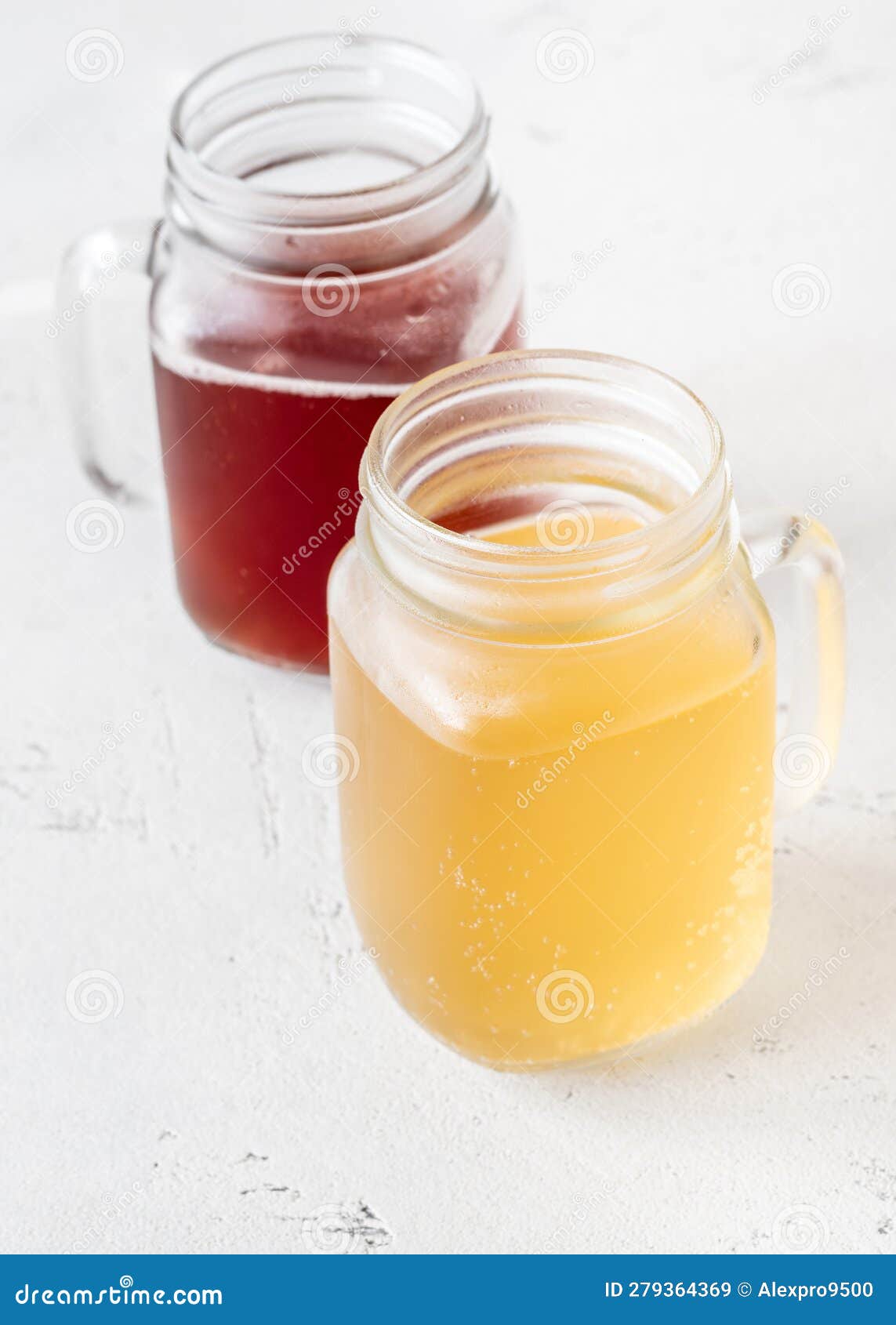 Two kombucha jars stock image. Image of kombucha, mushroom - 279364369