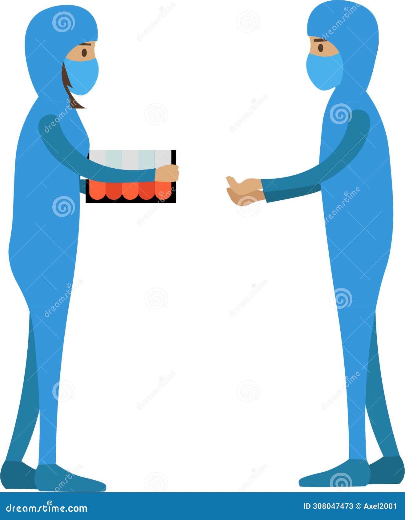 Two Laboratory Worker in Safety Uniform Carrying Blood Samples Vector ...