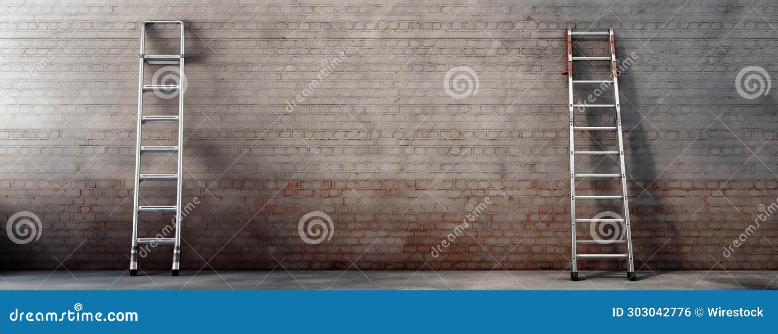 Two Ladders Constructed from Metal Resting Against a Backdrop of a ...