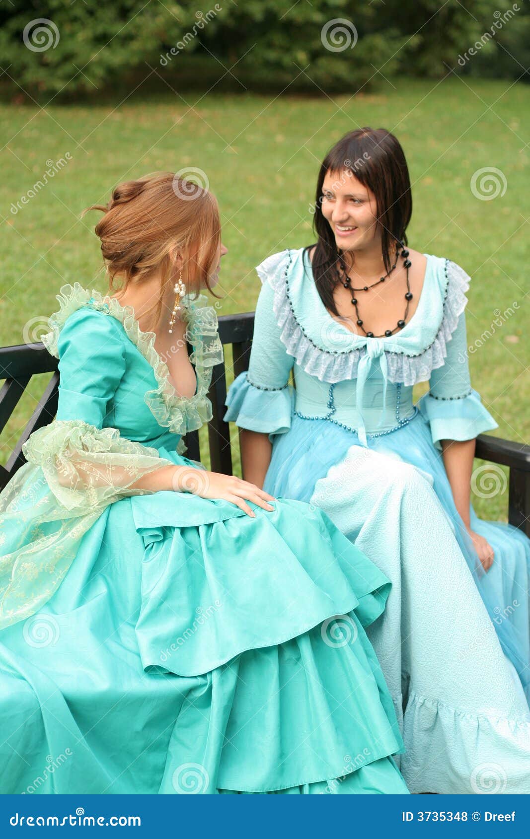 Two ladies stock photo. Image of costume, fancy, jewelery - 3735348