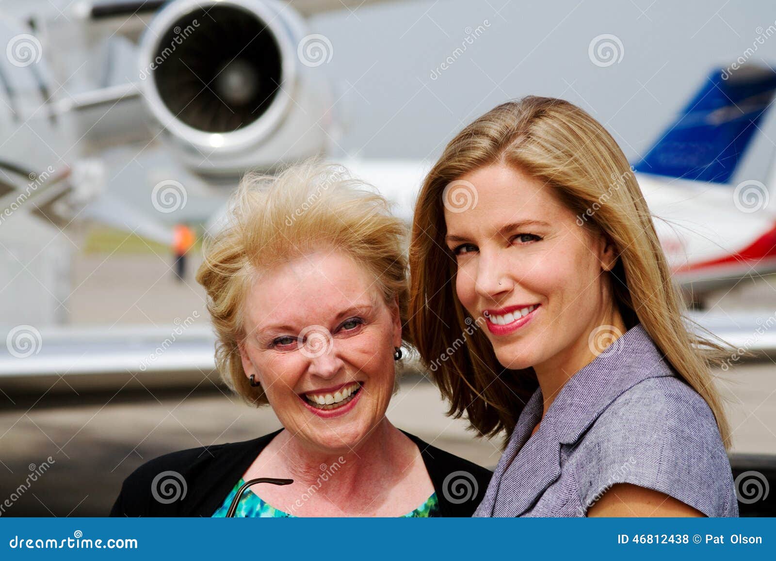 Two Ladies Ready To Board Jet Stock Photo - Image of caucasian ...