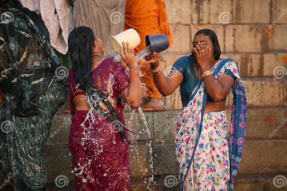 Two Ladies Washing in the Ganges River Editorial Photography - Image of ...