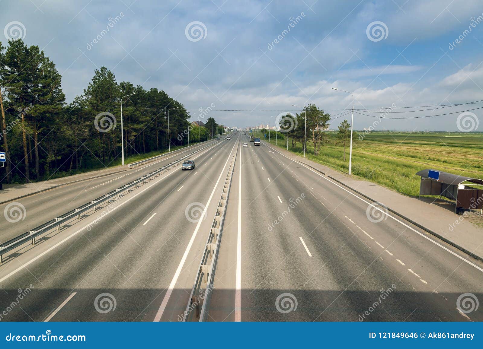 Freeway in Front of the City Stock Photo - Image of lanes, speed: 121849646