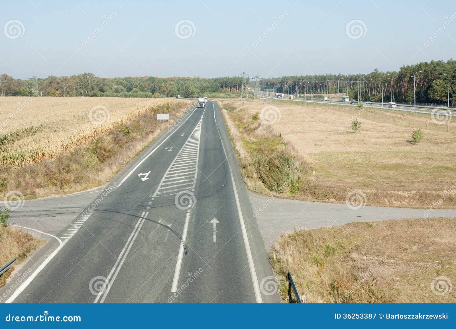 Two-lane highway with cars stock image. Image of cargo - 36253387