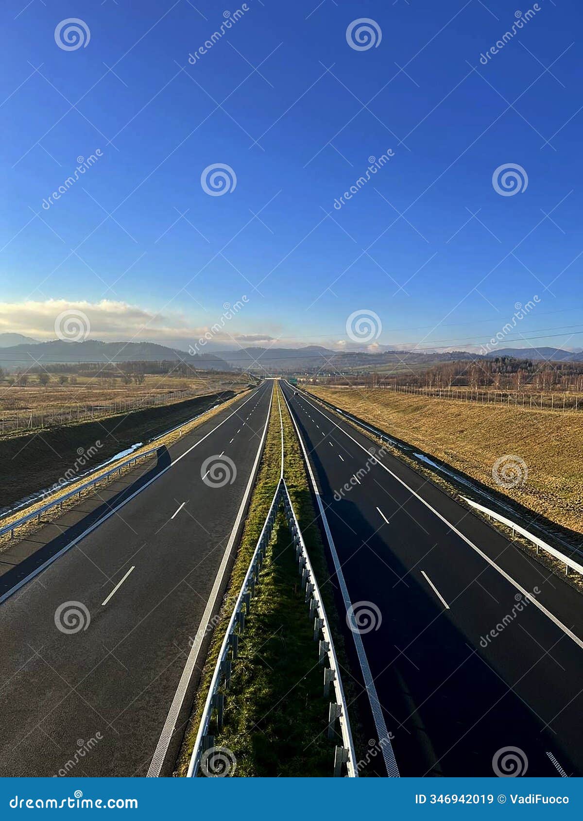 Two-lane Road with Mountains in the Background. Sudetes, Poland Stock ...