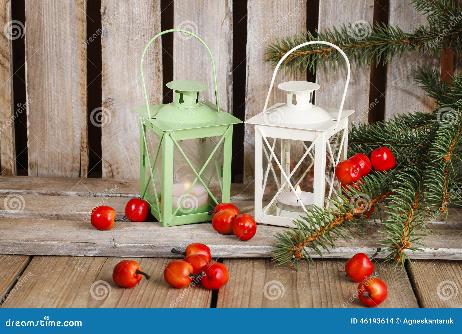 Two Lanterns on Wooden Table Stock Photo - Image of norway, board: 46193614