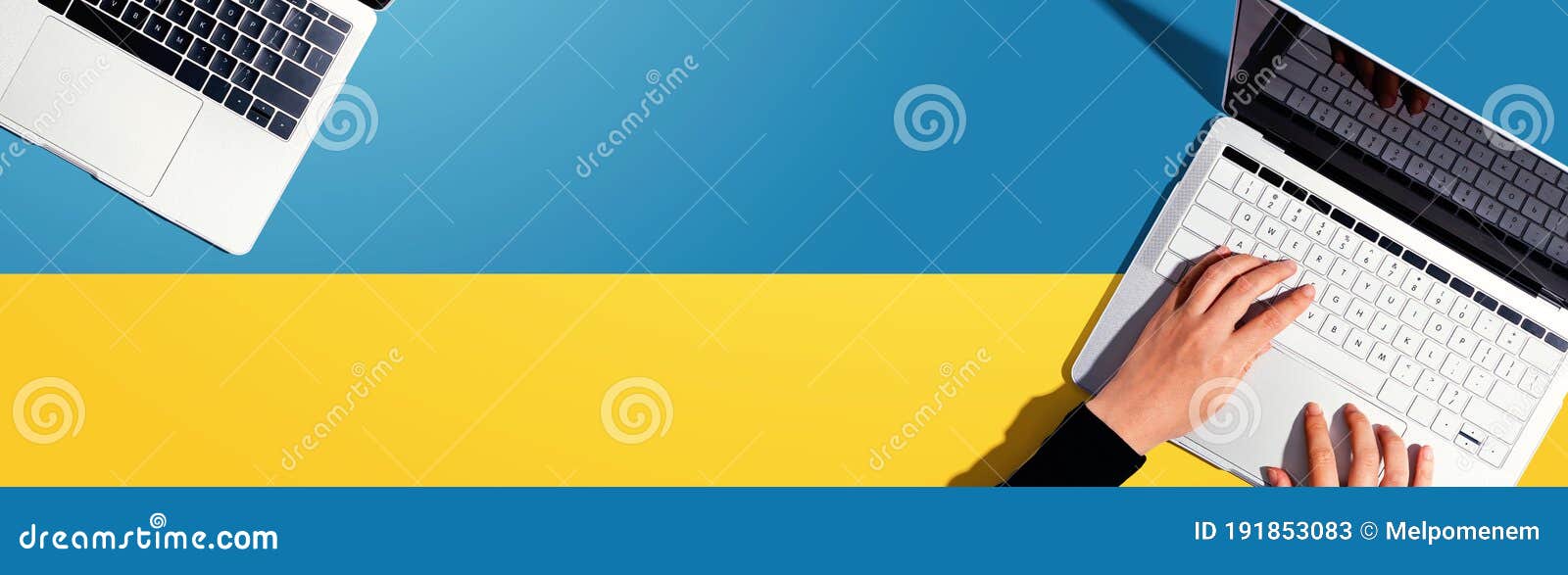 Two Laptop Computers from Above Stock Image - Image of business ...