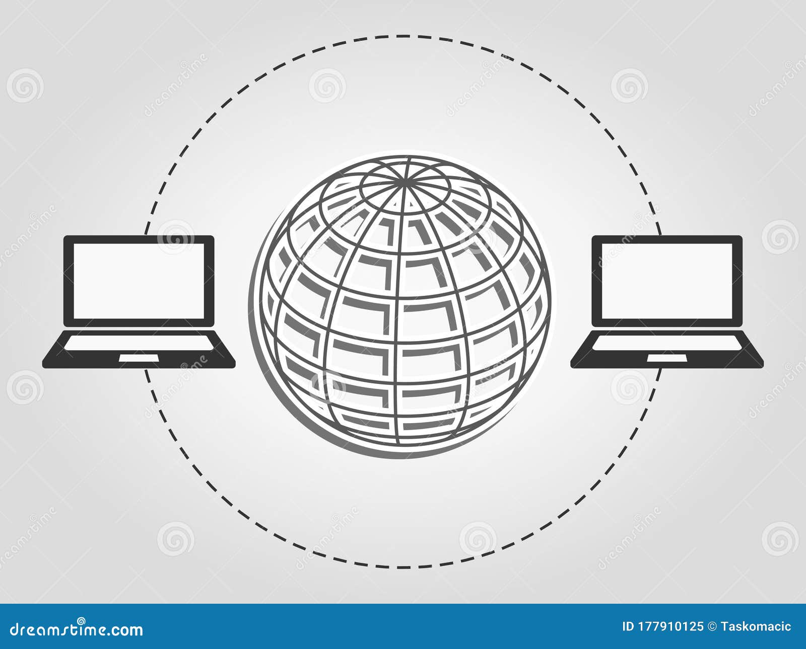 Two Laptop Computers Communicate Wireless Around a Globe on a Subtle ...