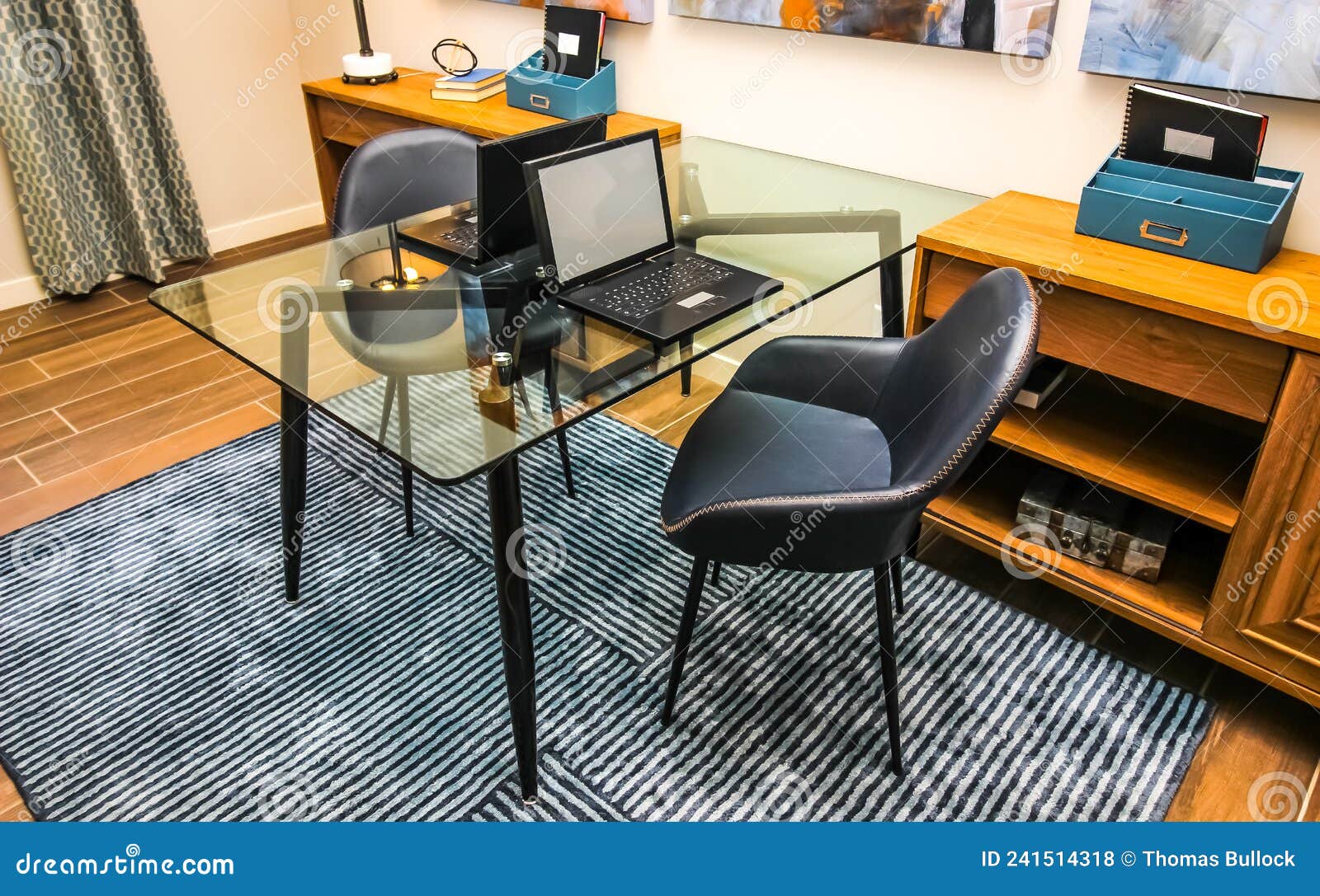 Two Laptop Computers on Home Office Desk Stock Photo - Image of ...