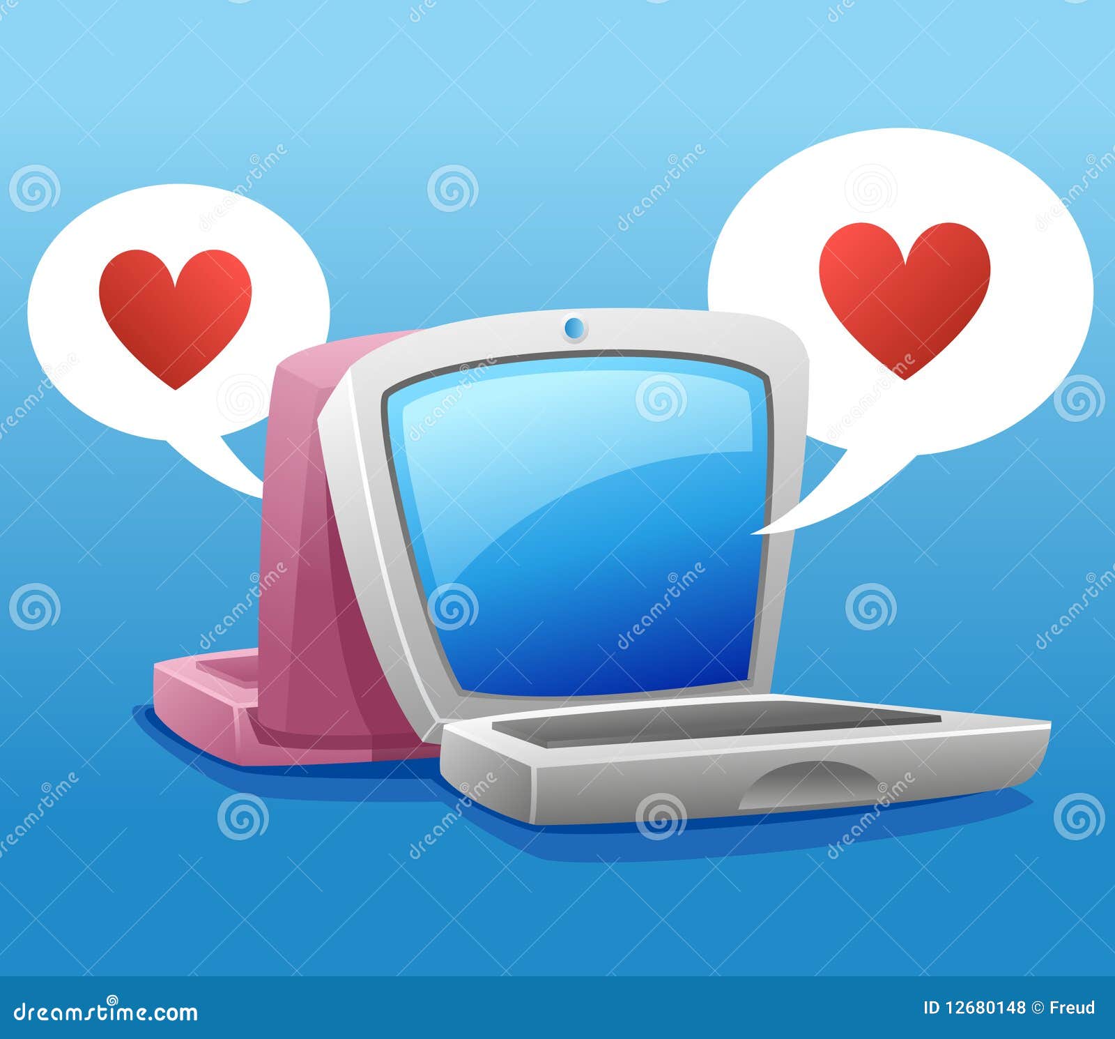 Two Laptop and Heart Symbol Stock Vector - Illustration of computer ...