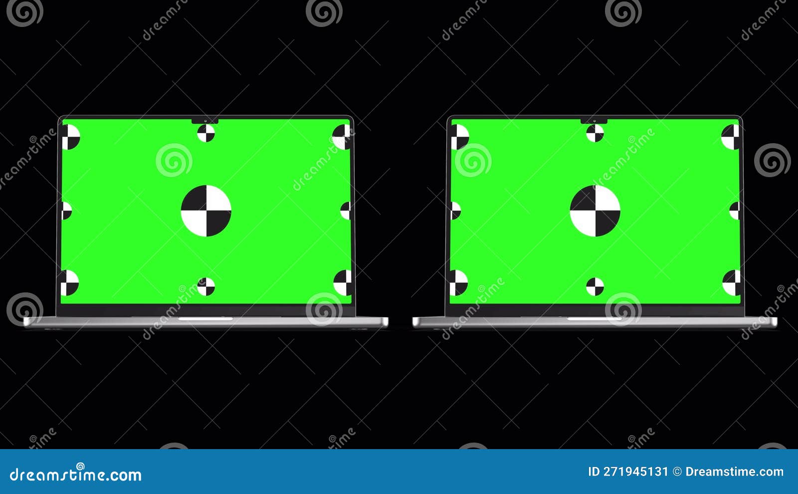 Two Laptop Revolves Around on Black Background with Alpha Channel for ...