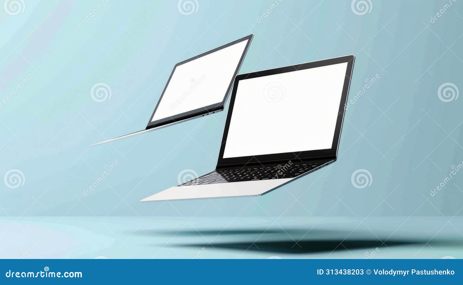 Two Laptops Flying in the Air Stock Image - Image of laptops, flying ...