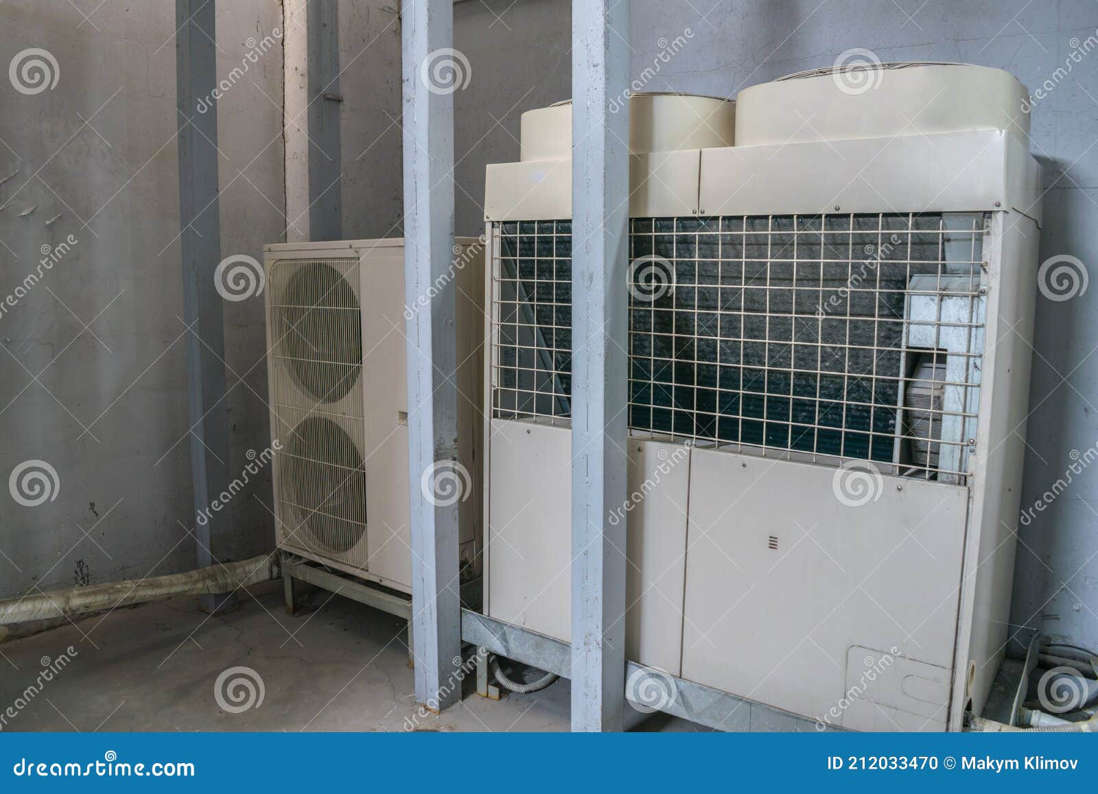 Two Large Air Conditioners are Located on the Technical Floor. Outside ...