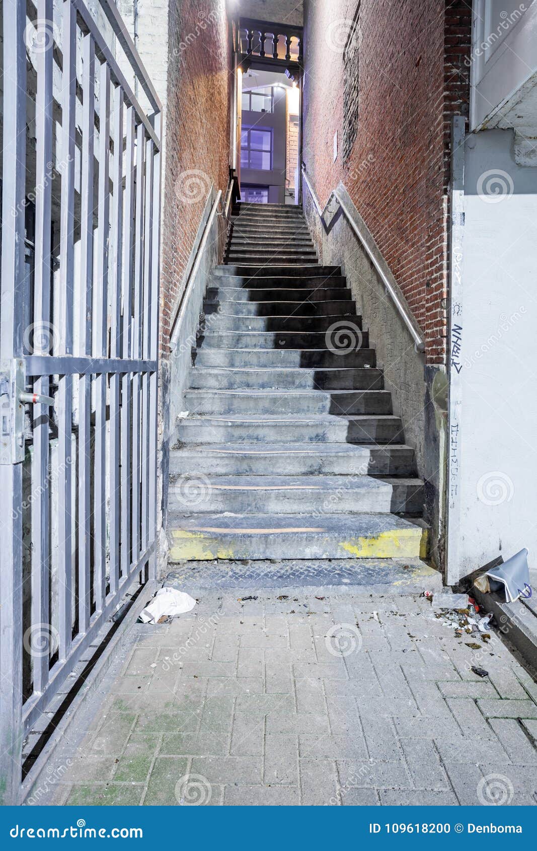 Passage with a staircase stock photo. Image of europe - 109618200